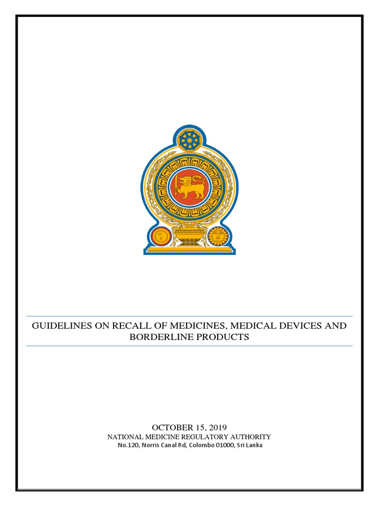 Guideline On Recall | Download Free PDF | Medical Device | Health Care
