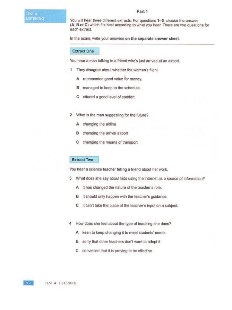 CAE Listening Test 4 Exam Prac Advanced - Practice - Tests - Plus - 2 | PDF