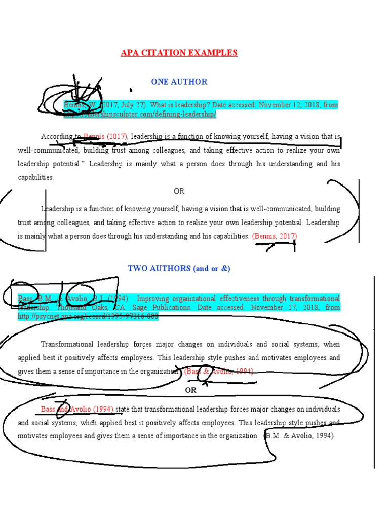 In-Text Citation Examples | PDF | Transformational Leadership | Leadership