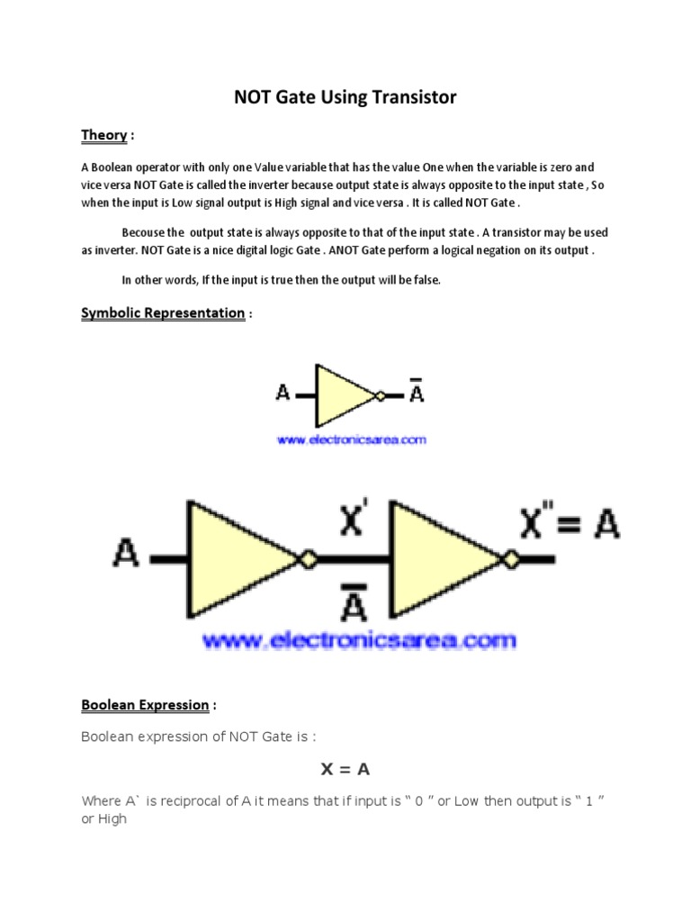 Designing a NOT Gate with Transistors | PDF