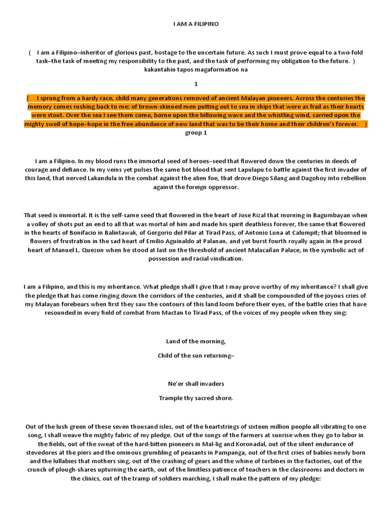 Filipino Heritage and Freedom Pledge | PDF | Philippines | Unrest