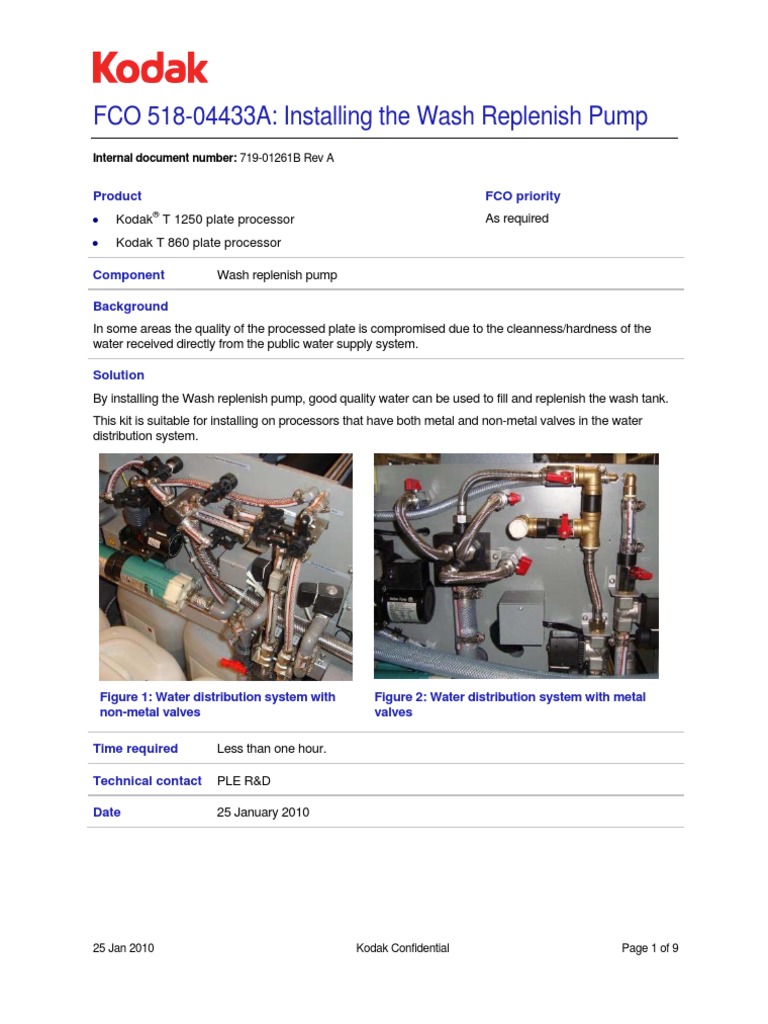 FCO Wash Replenish Pump Installation 20100125 - 06164679740 | PDF ...