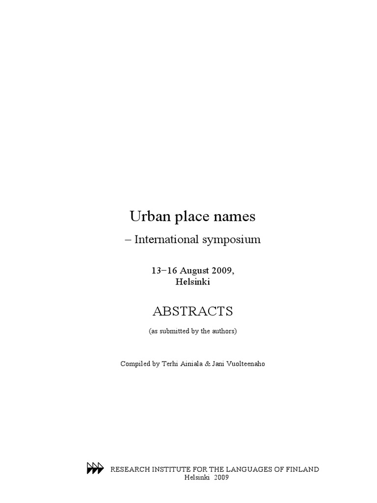 Urban Place Names: Abstracts | PDF | Human Communication | Communication