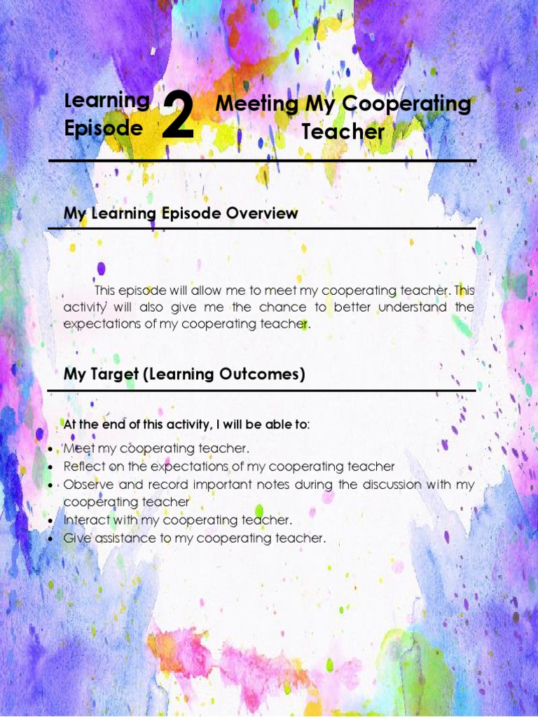 Meeting My Cooperating Teachers | PDF | Teachers | Lesson Plan