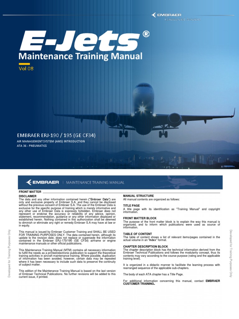 Maintenance Training Manual: EMBRAER ERJ-190 / 195 (GE CF34) | PDF ...