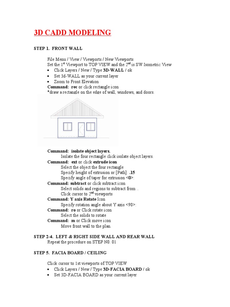 3D CADD Modeling Step-by-Step Guide | PDF | Extrusion | Door