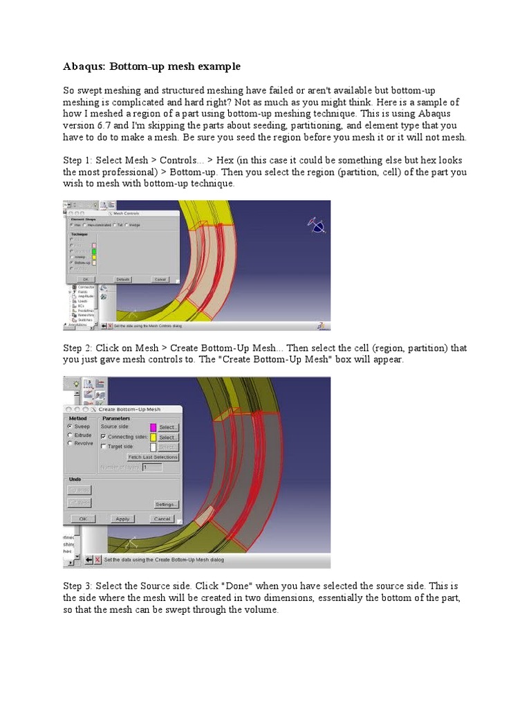 Abaqus: Bottom-Up Mesh Example | PDF
