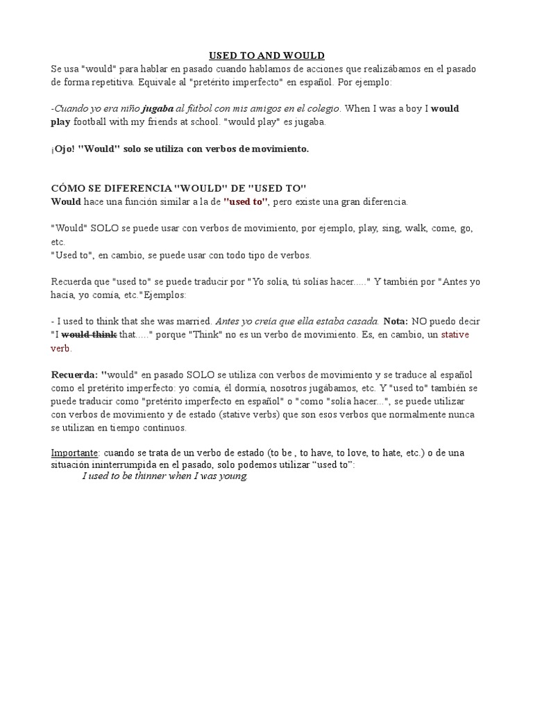 The difference between "would" and "used to | PDF