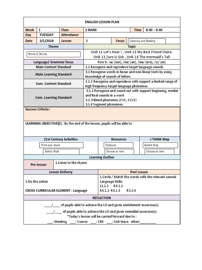 Update Y2 Lesson Plan Week 1 | PDF | Word | Lesson Plan