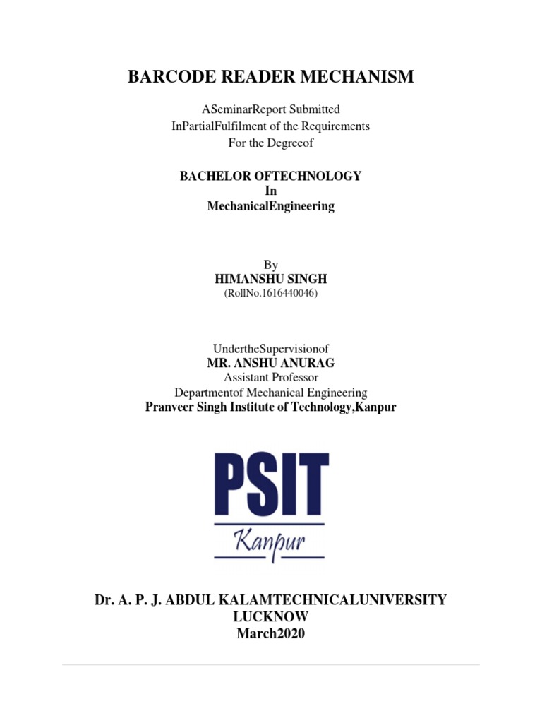 Barcode Reader Mechanism Seminar Report | PDF | Barcode | Universal ...