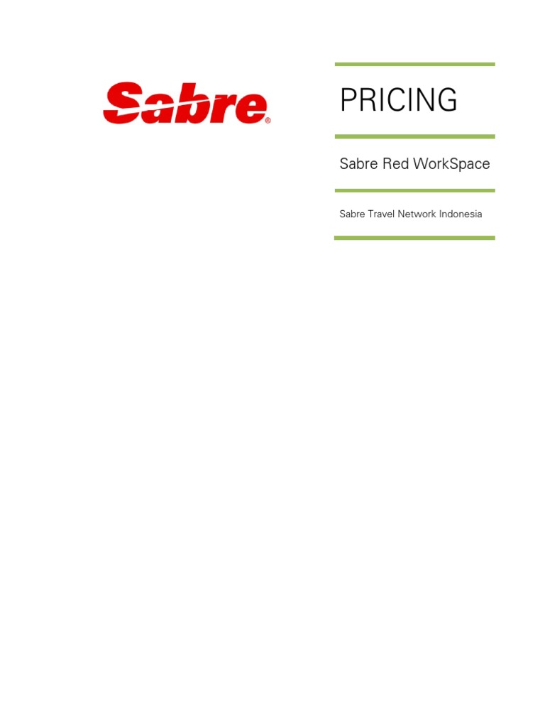 Panduan Pricing Sabre Indonesia | PDF