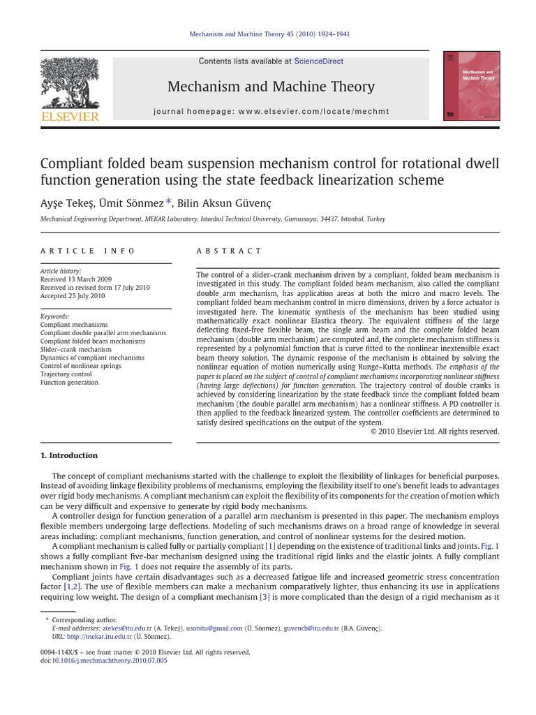 Compliant Folded Beam Suspension Mechanism | PDF | Control Theory | Bending