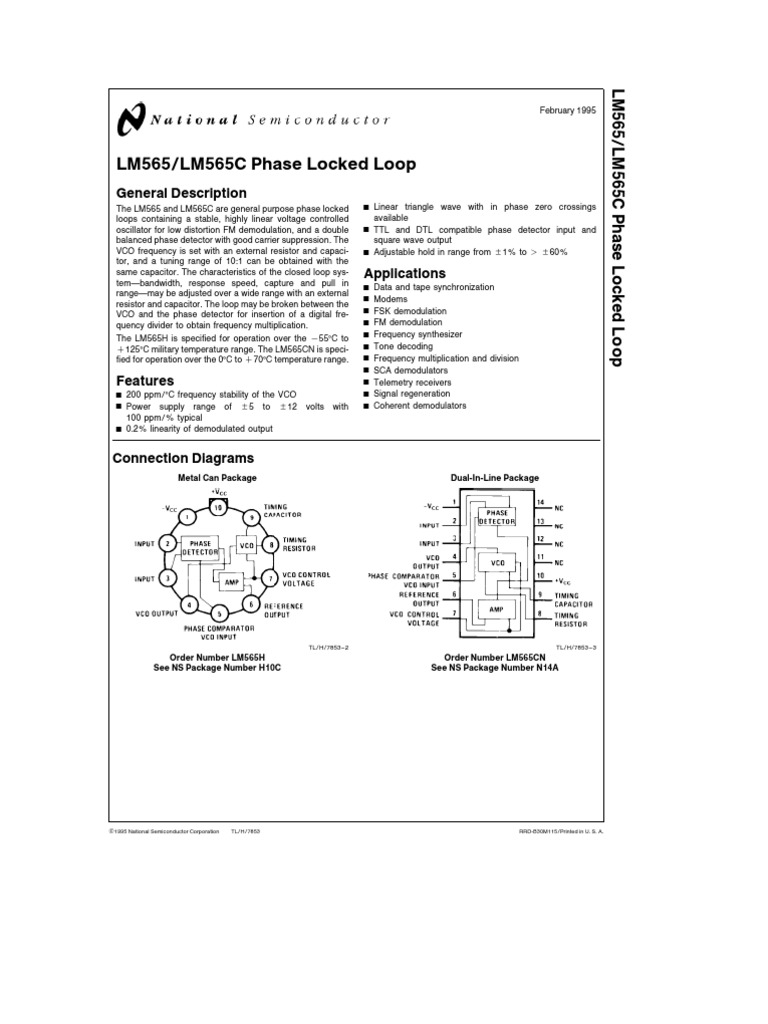 LM 565 | PDF | Detector (Radio) | Electronic Filter