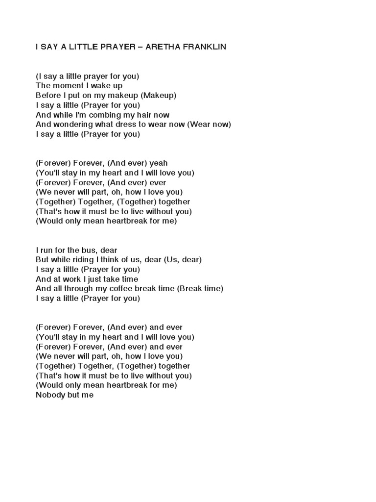 Aretha Franklin's "I Say a Little Prayer" | PDF