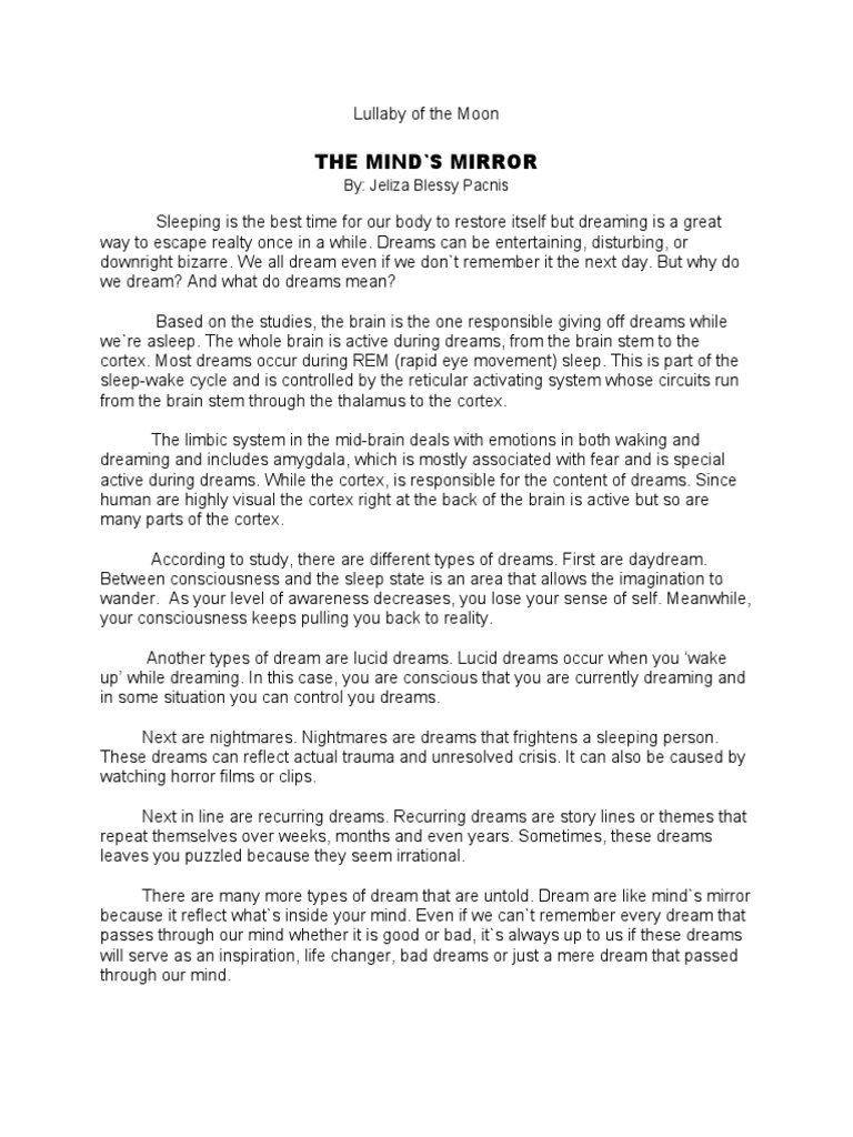 The Mind's Mirror (Science) | PDF | Dream | Sleep