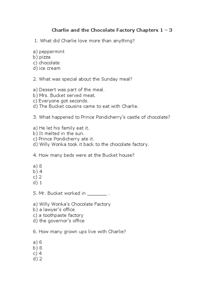 Charlie and The Chocolate Factory Chapters 1-3 | PDF