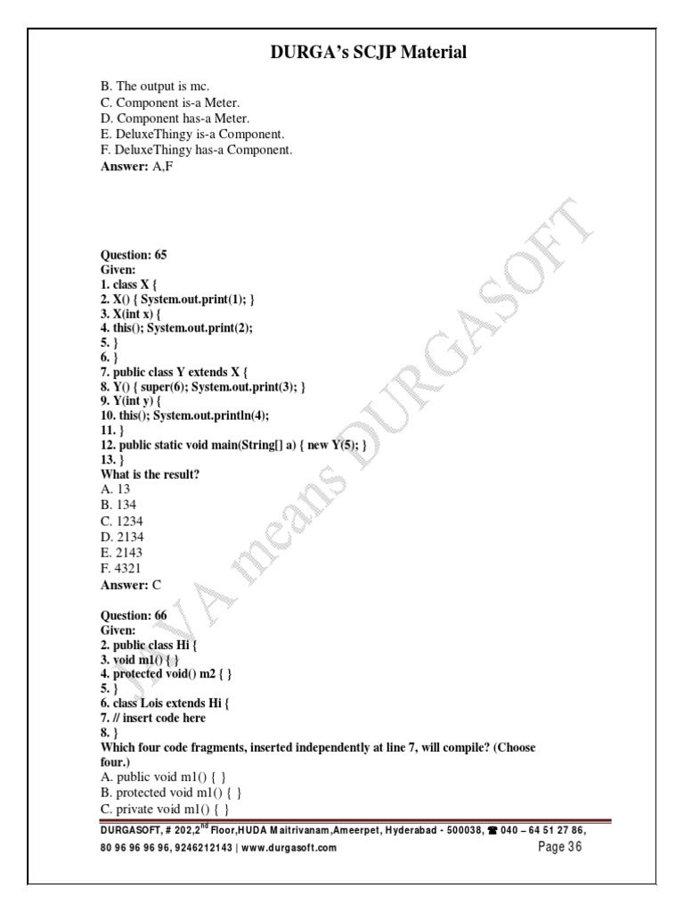 DURGA's SCJP Material: Answer: A, F | PDF