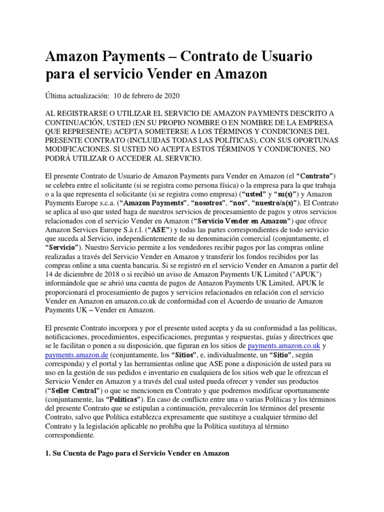 Contrato de Usuario Amazon Payments | PDF | Marca comercial | Bancos