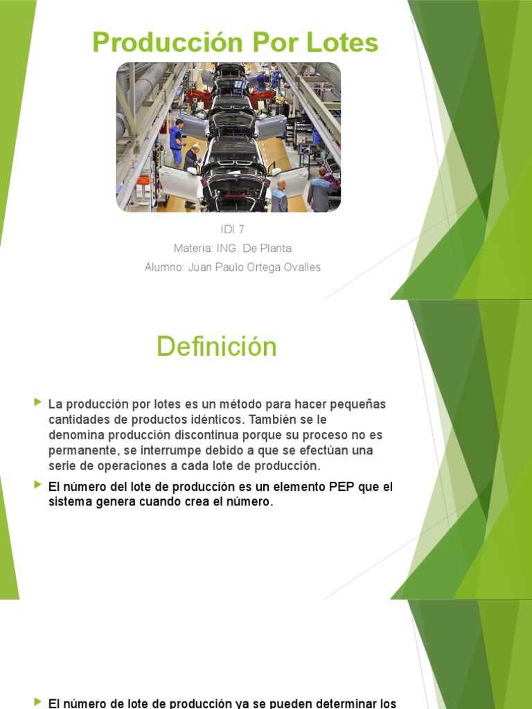 Definición y Proceso de Producción por Lotes | PDF | Sectores ...