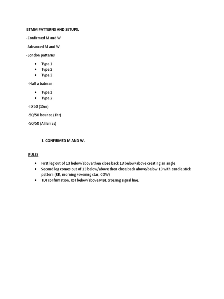 BTMM Patterns and Setups | PDF | Investing | Financial Economics