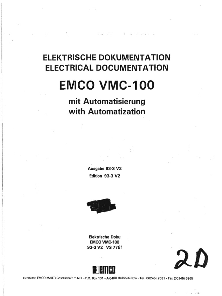 Emco VMC-100 Electrical Documentation PDF | PDF