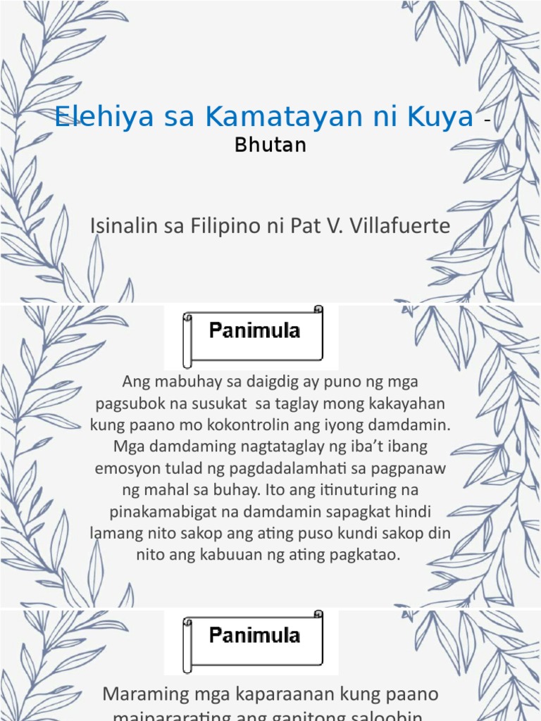 Elehiya Sa Kamatayan Ni Kuya - Bhutan | PDF
