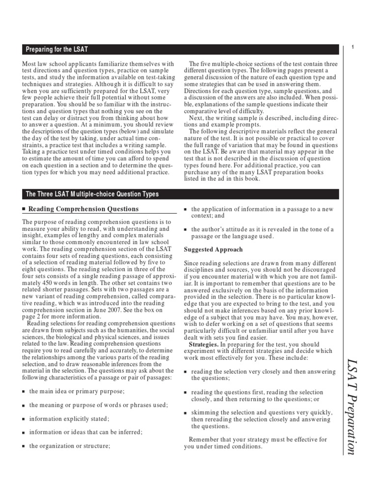 LSAT | Download Free PDF | Law School Admission Test | Reading ...