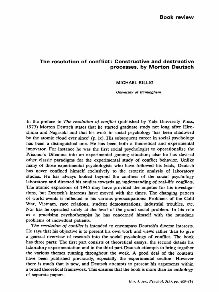 Morton Conflict Resolution | PDF | Psychology | Social Psychology
