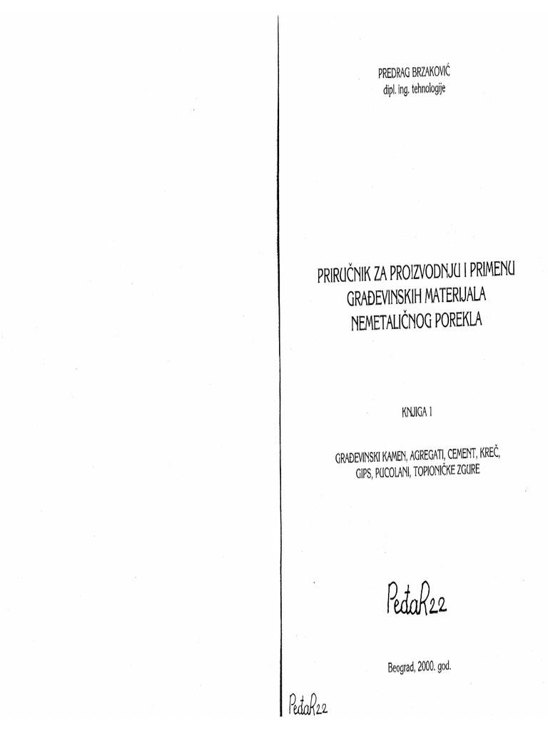 Gradjevinski Prirucnikknjiga 1 Brzakovic Pedjar PDF | PDF