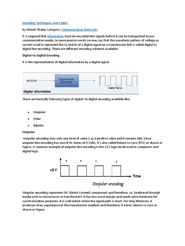 Encoding Techniques and Codec | PDF | Physical Layer Protocols ...