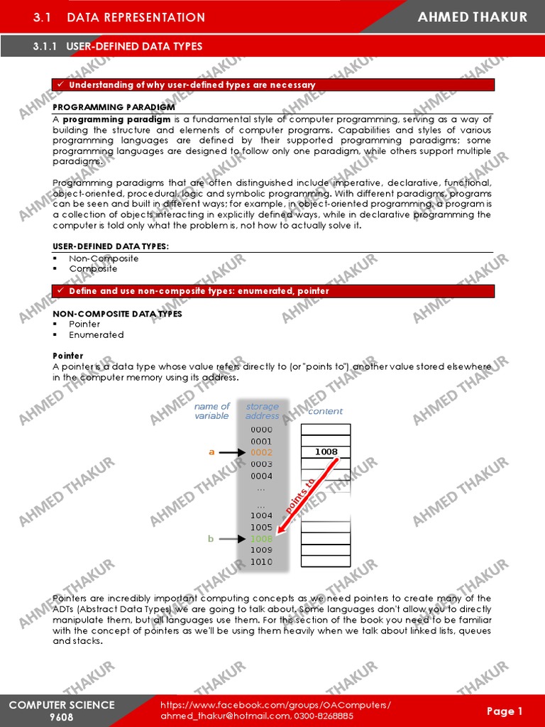 3.1.1 User-Defined Data Types | PDF | Data Type | Programming Paradigms