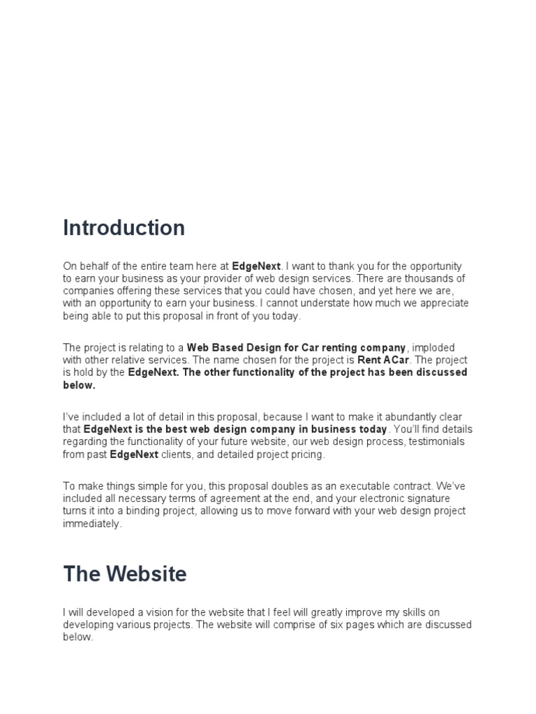 Web Design Proposal Html Css Js Pdf Web Design World Wide Web