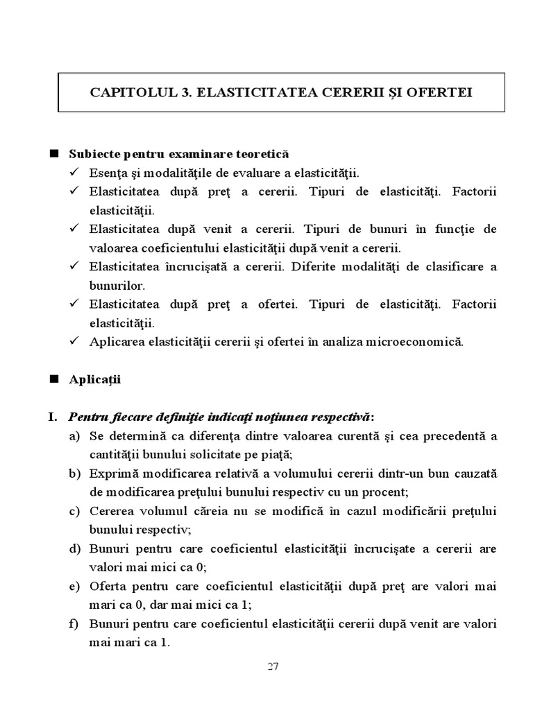 Tema 3: ELASTICITATEA CERERII ŞI OFERTEI | PDF