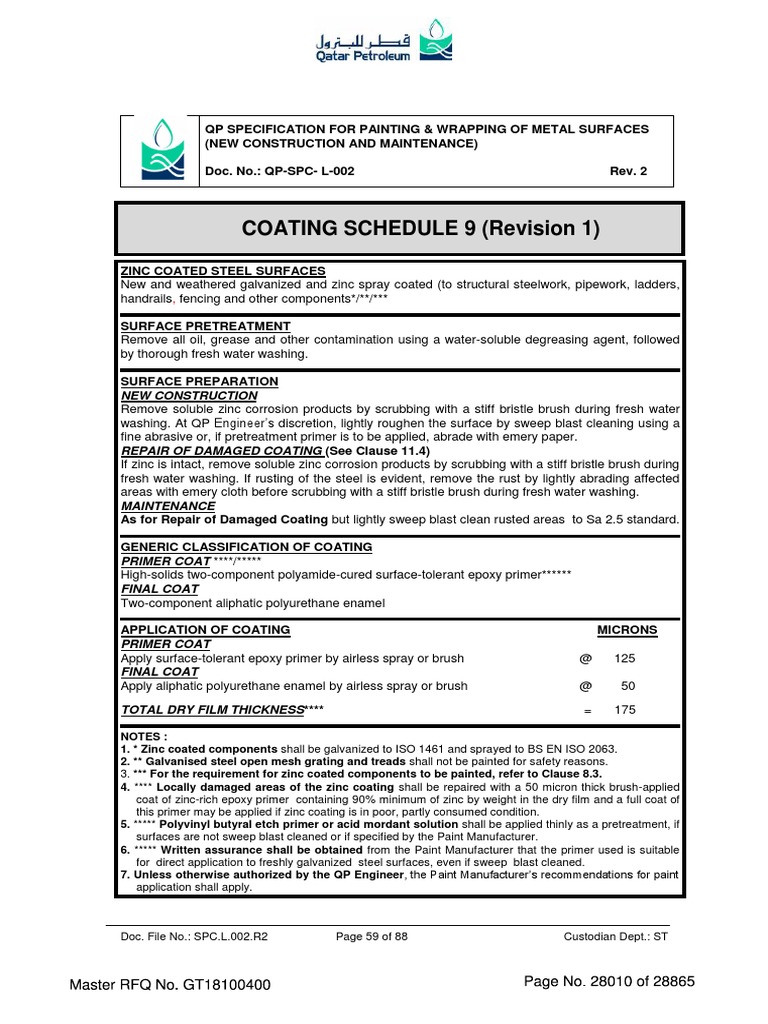 Zinc Coating Specification QP-SPC-L-002 | PDF | Galvanization | Paint