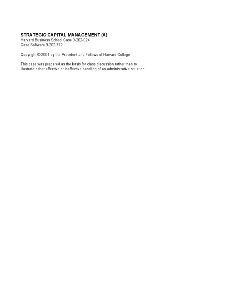 Strategic Capital Management - Excel | PDF