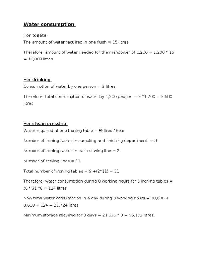 Water Consumption | PDF