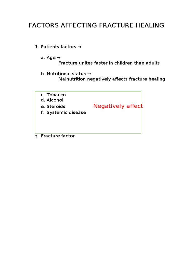 Factors Affecting Fracture Healing | PDF
