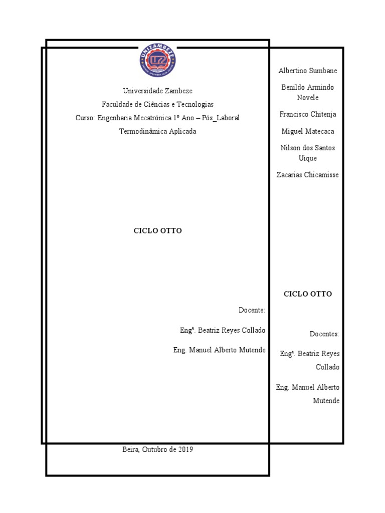 Trabalho Ciclo OTTO Com Exercicios | PDF | Motor de Combustão interna ...