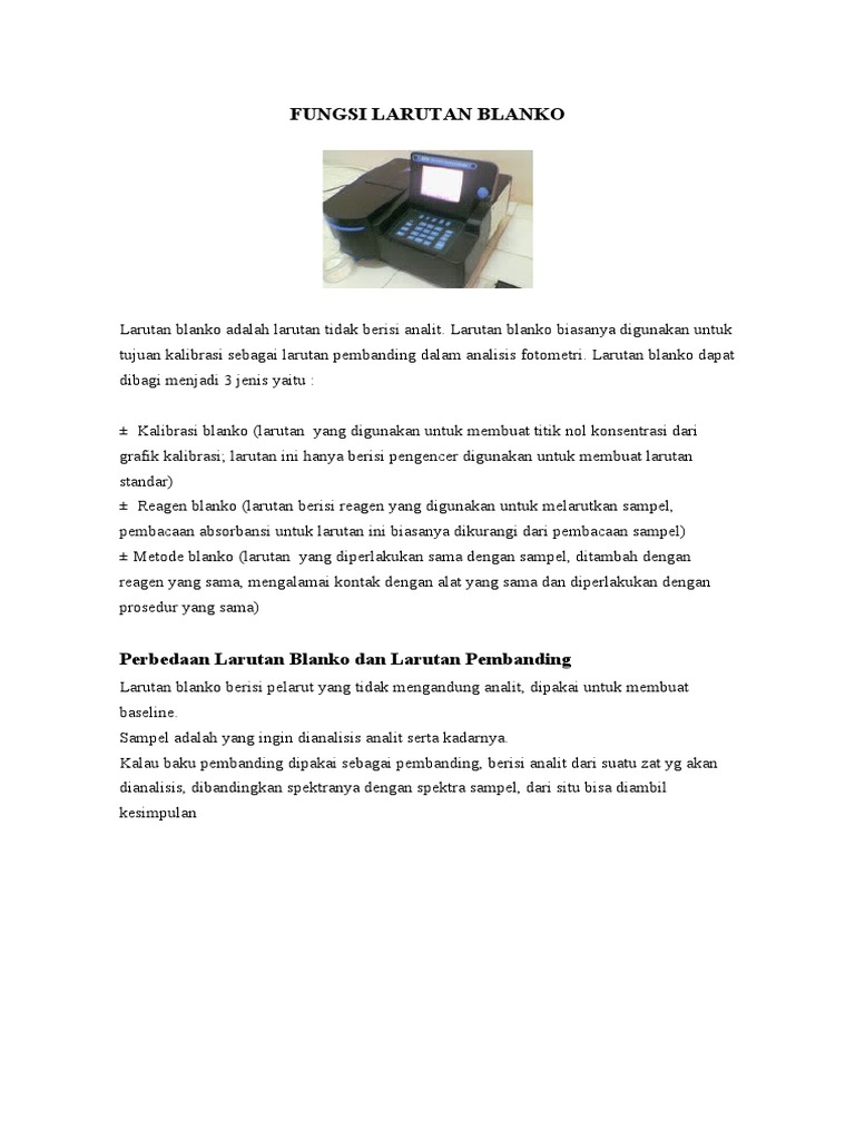 Fungsi Larutan Blanko | PDF