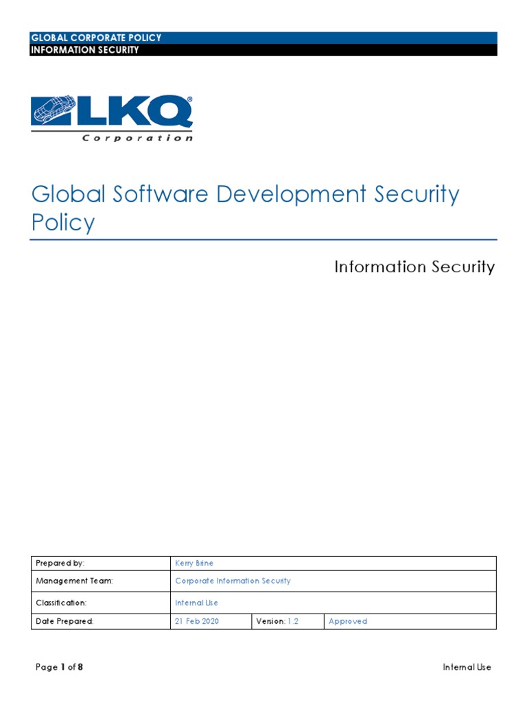Software Development Security Policy v1.2 PDF | PDF | Vulnerability ...