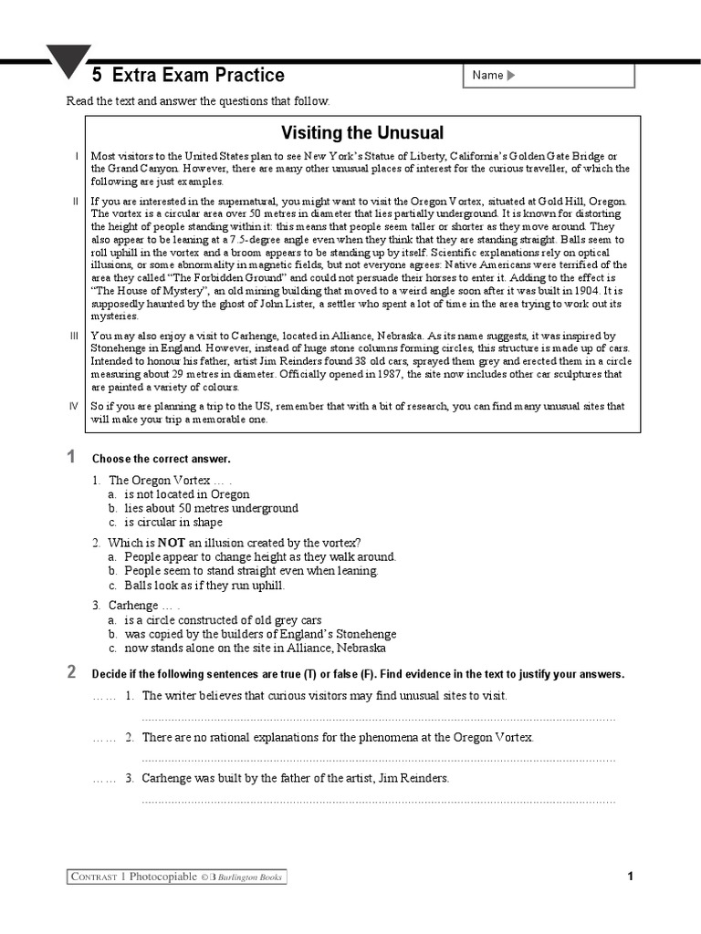 5 Extra Exam Practice: Visiting The Unusual | Download Free PDF | Epistemology