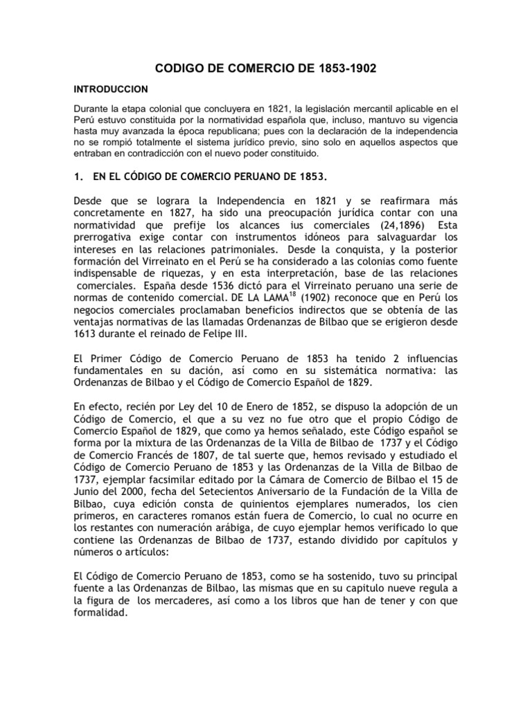Codigo de Comercio de 1853 y 1902 Trabajo Final | PDF | Información del ...