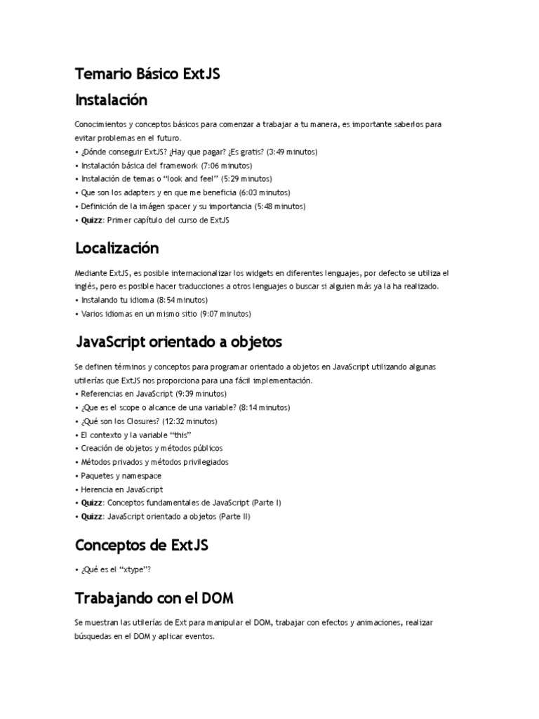 Temario Básico ExtJS | PDF | Script Java | Ajax (Programación)