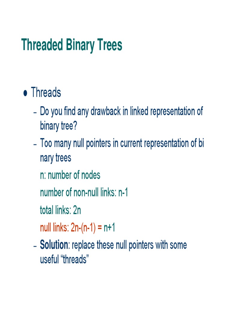 Threaded Binary Trees Threads Threads Pdf Algorithms And Data Structures Computer Programming