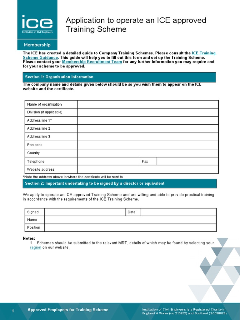 Application To Operate An ICE Approved Training Scheme | PDF ...