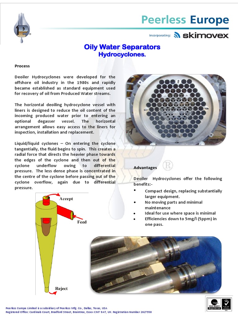 Oily Water Separator Hydrocyclones Guide | PDF | Soft Matter | Physical ...
