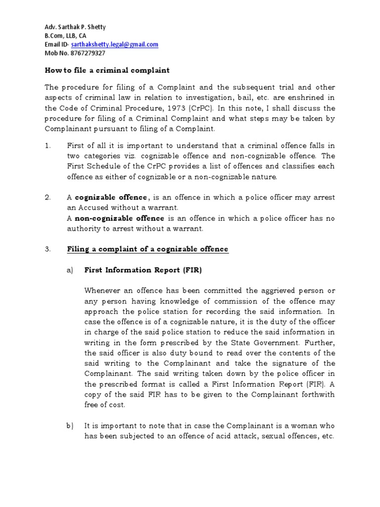 Filing a Criminal Complaint Guide | PDF | Magistrate | Crime & Violence