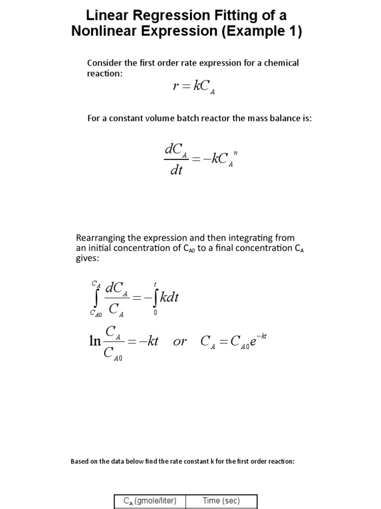 Linear Regression Fitting of A Nonlinear Expression (Example 1) | PDF