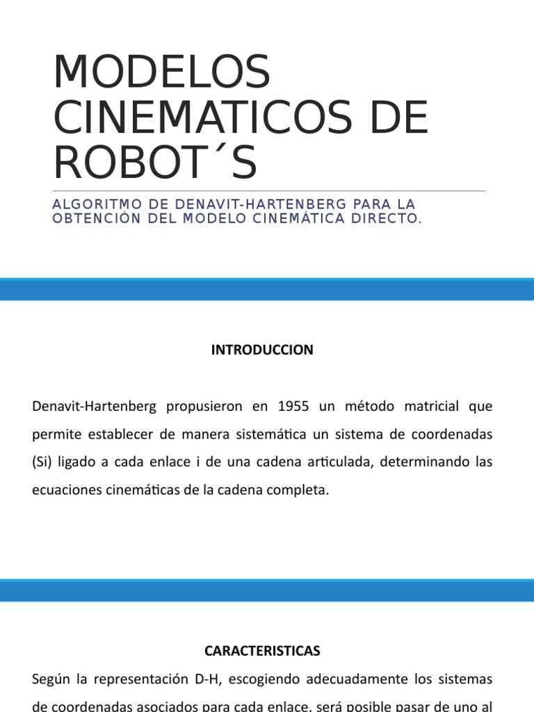 MODELOS CINEMATICOS DE ROBOT S Algoritmo de Denavit-Hartenberg | PDF