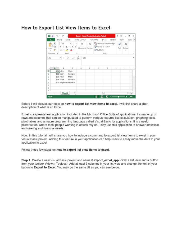 How To Export List View Items To Excel | PDF | Microsoft Excel ...